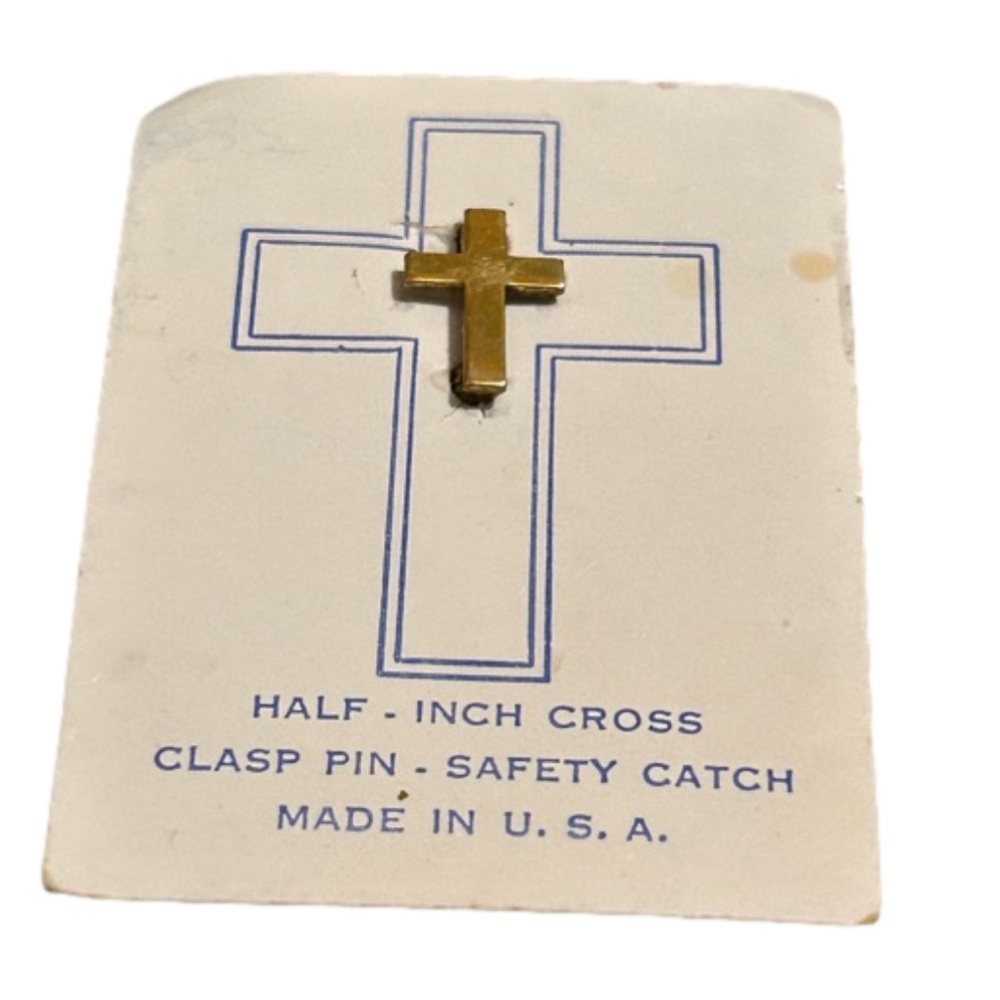 Vintage Cross Pin Half Inch With Safety Clasp Made In… - Gem